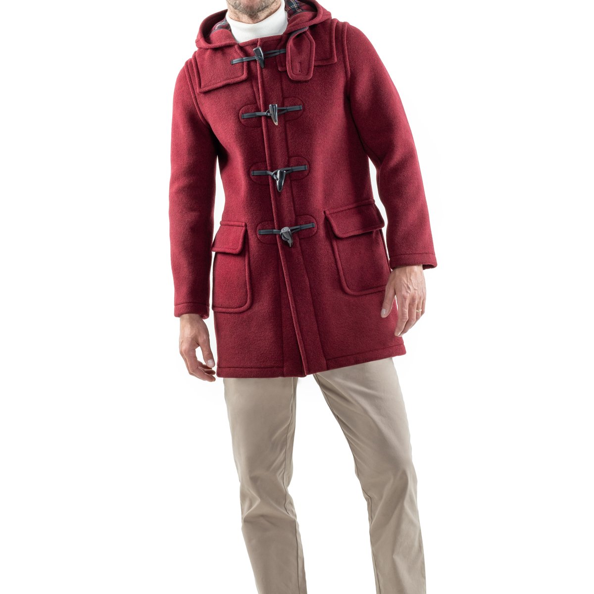 Martin SLM Long Duffle Coat - Wine | London Tradition